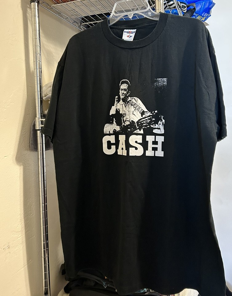 Vintage 2000s Johnny Cash Middle Finger Shirt Tee XL Tour Willie Nelson ...