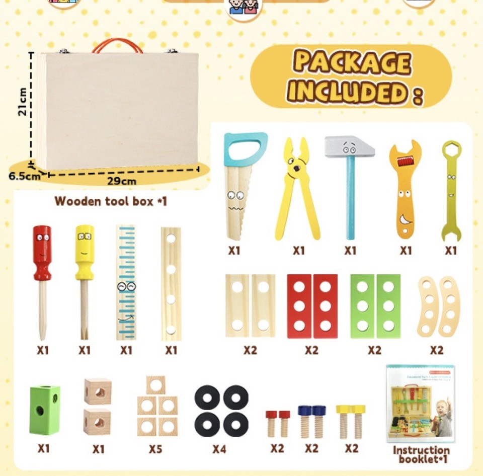 Wooden Toy Kids Tool Set/Kit- Tool Box Construction - Excellent ...