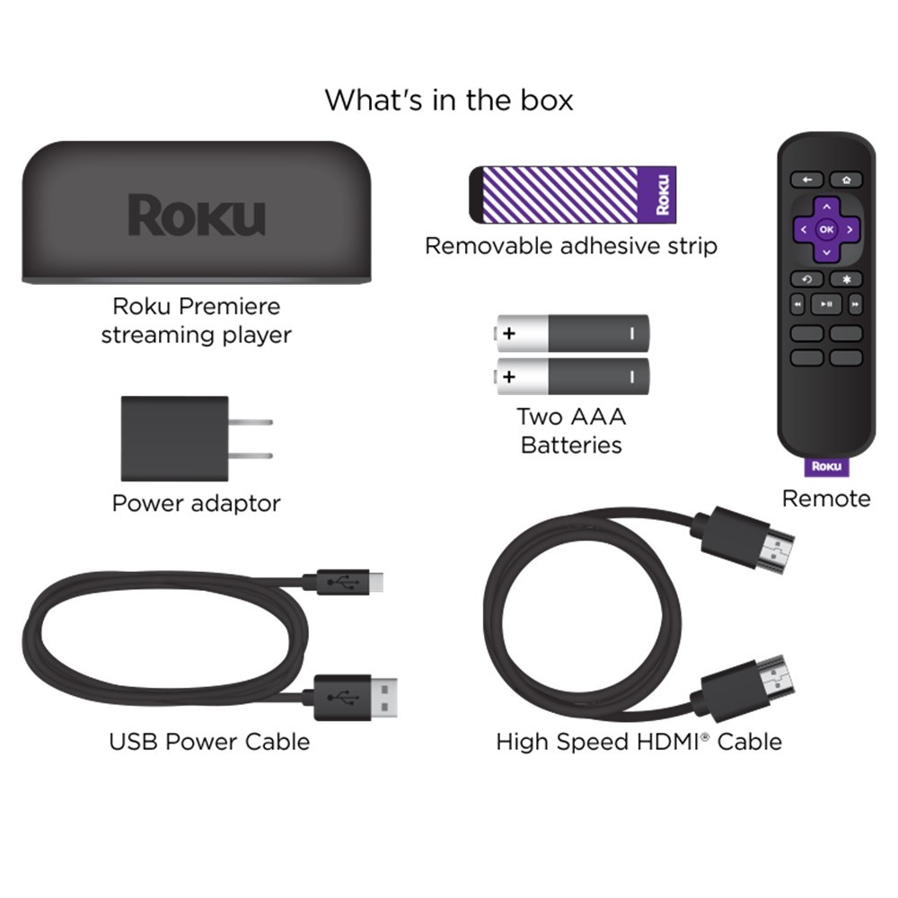 Roku Premiere 4K/HDR Streaming Media Player W/ Remote & HDMI 3920R, OEM ...