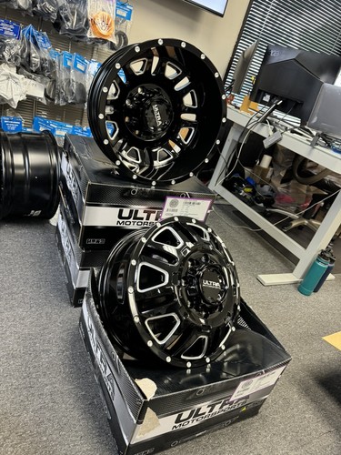 Set of 4 Size 17x6.5 Ultra 003BM Hunter Gloss Black DUALLY Wheels 8x6.5 ...