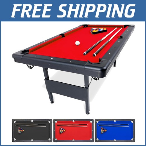 Portable 6 ft Red Pool Table with Complete Accessories for Game Rooms ...