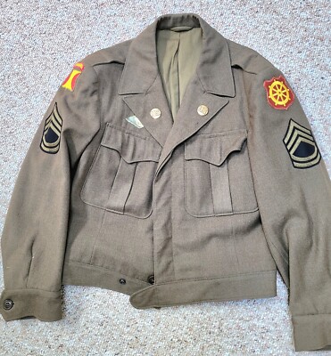 Original US WW2 Army Ike Jacket with stripes and patches complete | eBay