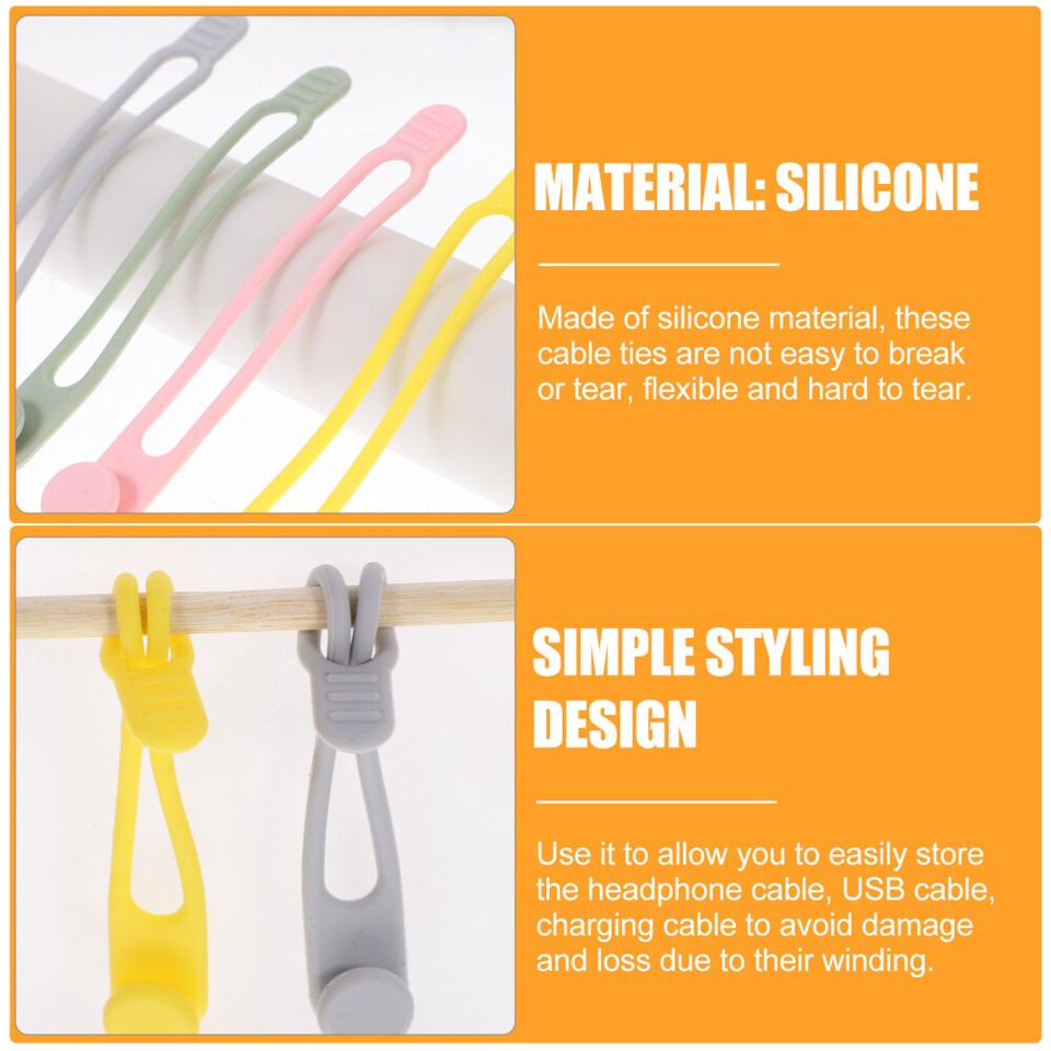 8pcs Flexible Cable Wire Organizer Cable Winders USB Cable Ties | eBay UK