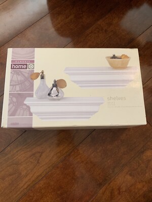 NIB NEW Target Home Classic Set 2 Wall Ledge Floating Shelves White 3.5 ...