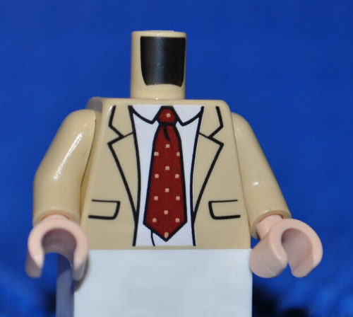LEGO PARTS - 1X MINIFIGURE TORSO/BEIGE SUIT JACKET/WHITE SHIRT/DAR RED ...