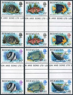 Bermuda 371,372,374-377 gutter,MNH.Michel 360-361,363-366. Marine life ...