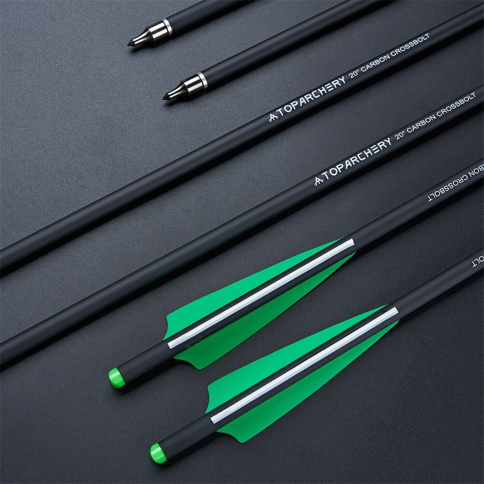 20" Archery Carbon Crossbow Bolts Half Moon Nock OD 8.8 Crossbow Arrows ...