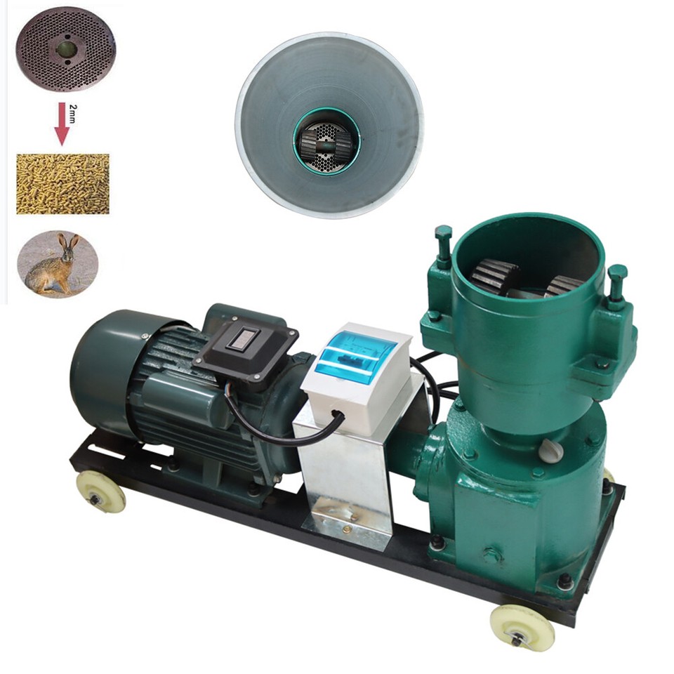 2 Head Rollers 220V 4HP 2mm Holes Farm Animal Pellet Feed Mill Machine ...