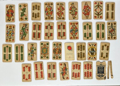 Antique German 1800s Playing Cards Rare Card Game Unique Artwork | eBay