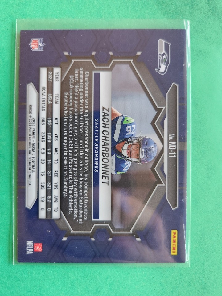 2023 Panini Silver Mosaic Zach Charbonnet NFL Debut Rookie RC #ND-11 ...
