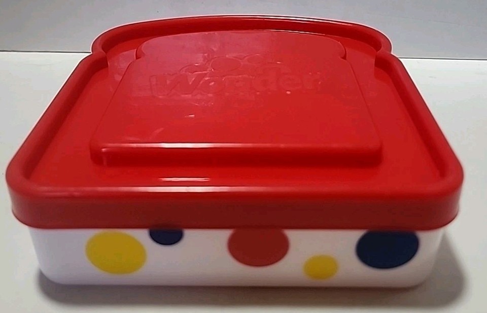 Wonder Bread Sandwich Container Polka Dots Red Lid Lunch Box Accessory ...