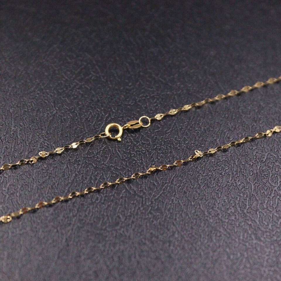 AU750 Solid 18K Gold Kiss Lip Chain Necklace Fine Gold Jewelry 18 inch ...