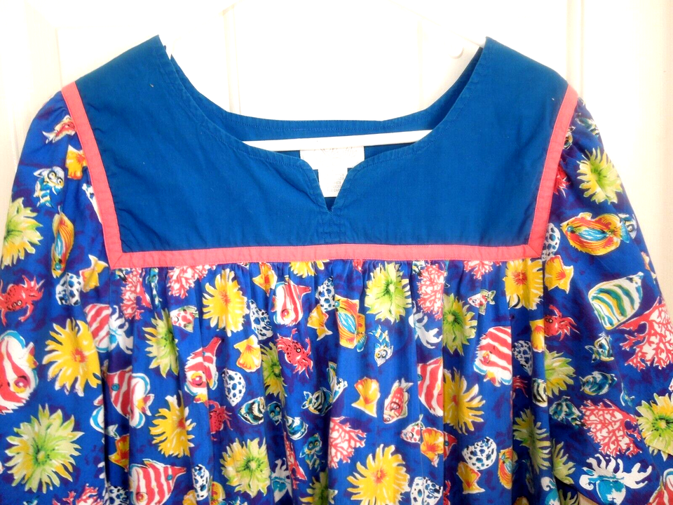 SOFT COMFY BLUE w/SEA DESIGN FABRIC GO SOFTLY WOMEN'S COTTON MUMU ...