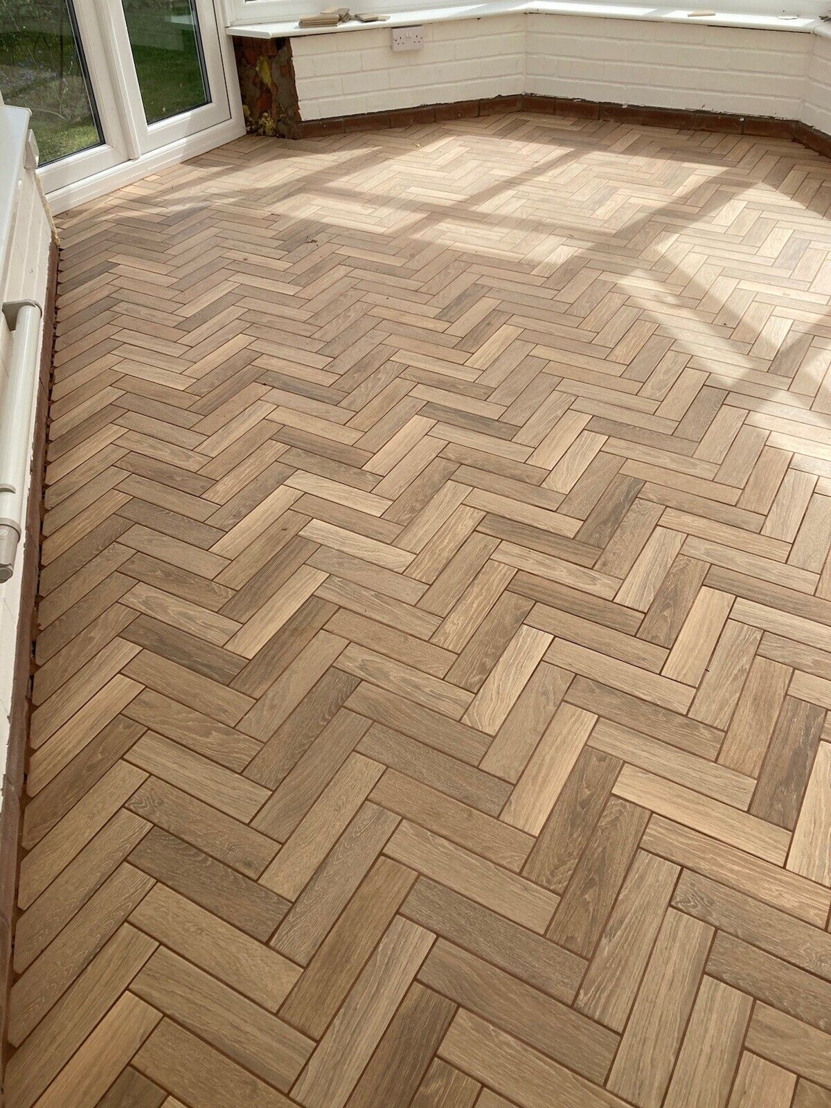 CUT SAMPLE Parquet Realistic Wood Effect Porcelain Wall Floor External ...
