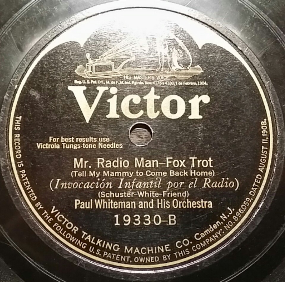 JAZZ 78 rpm RECORD Victor PAUL WHITEMAN AND HIS ORCHESTRA Mr. Radio Man ...
