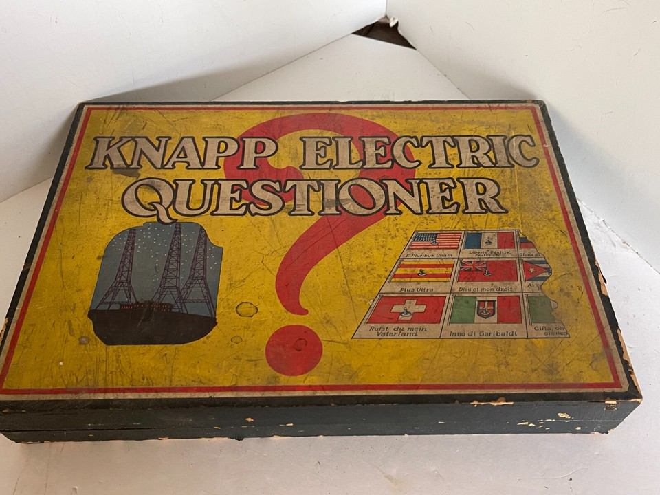 Vintage Knapp Electric Questioner, Wooden box game, Color/with Cards ...