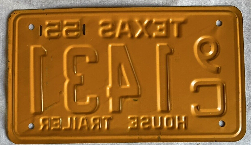 1955 Texas House Trailer License Plate (#9C 143) "55" ($3.55 Starting ...