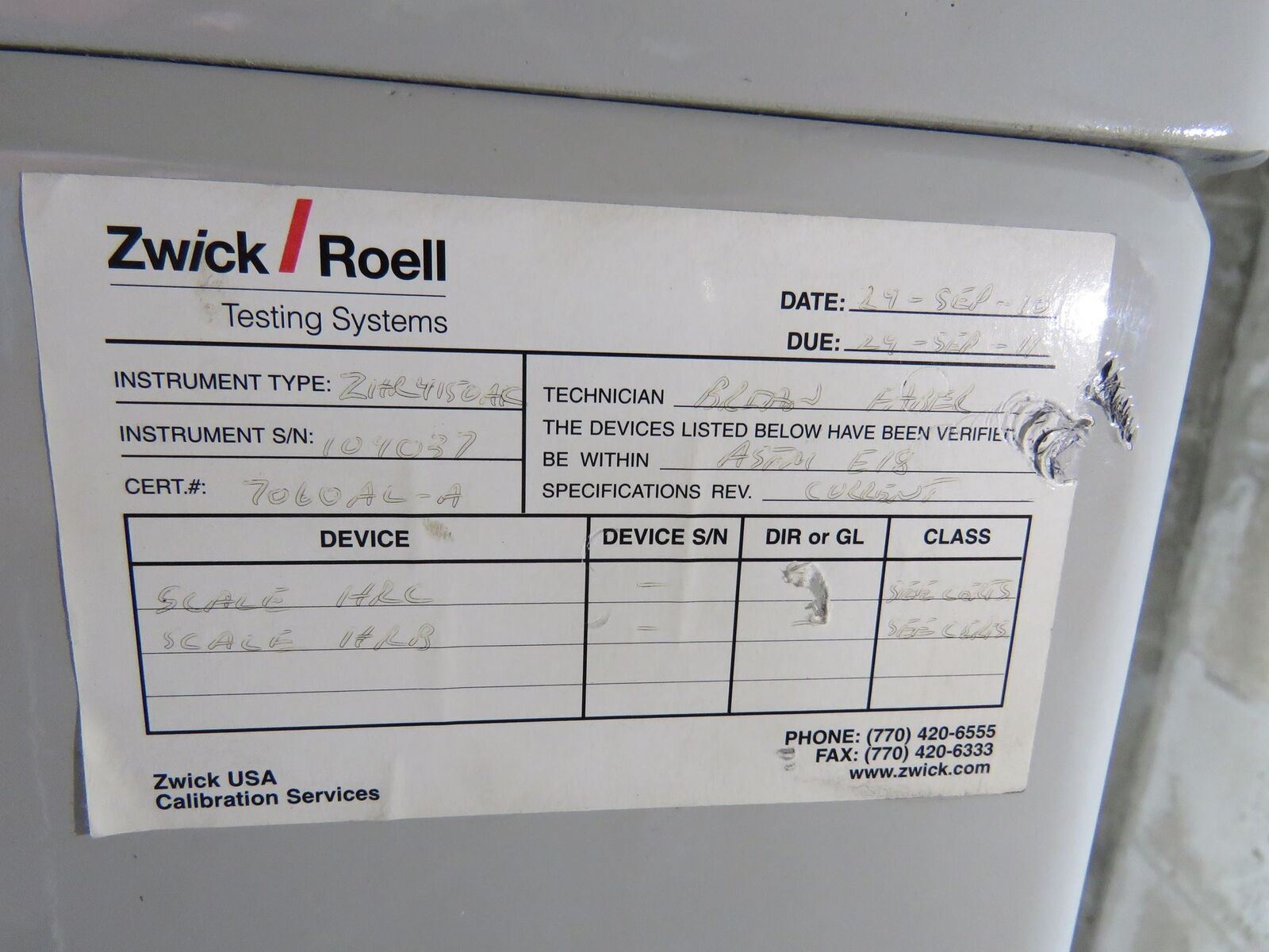 Zwick Roell ZHR Material Hardness Tester Machine Indentec 4150AK | eBay UK