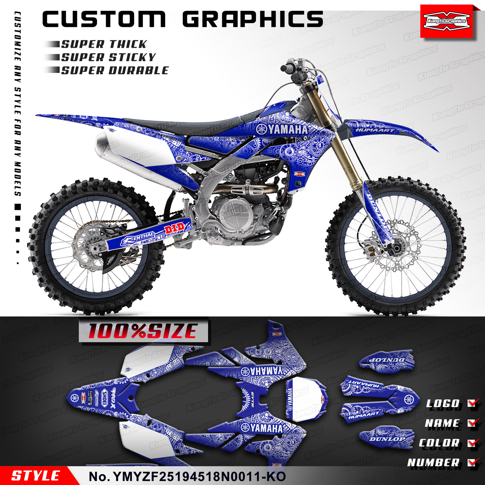 Motorcycle Graphics Stickers Set for Yamaha YZ250F 2019-2023 YZ450F ...