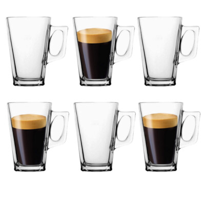 6 X Latte Coffee Glasses Cappuccino Lattes Tea Glass Cups Hot Drink ...