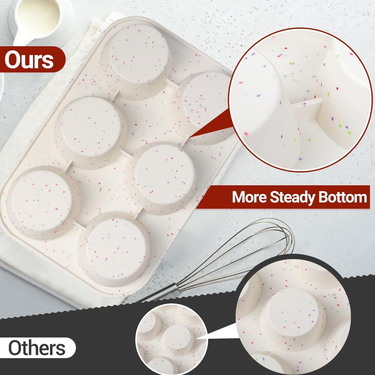 Jumbo Muffin Pan, 3.5 Inch Large Muffin Pan 6 Cup Silicone Jumbo Muffin ...