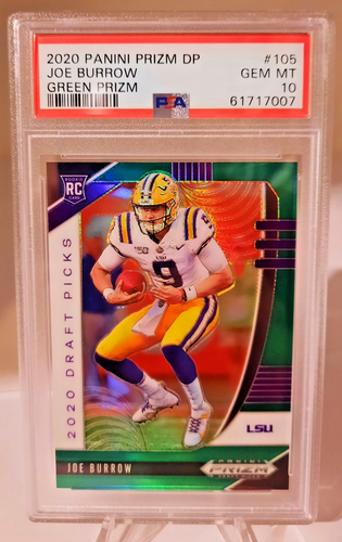 2020 Prizm DP GREEN REFRACTOR JOE BURROW RC Rookie Card PSA 10 GEM MINT ...