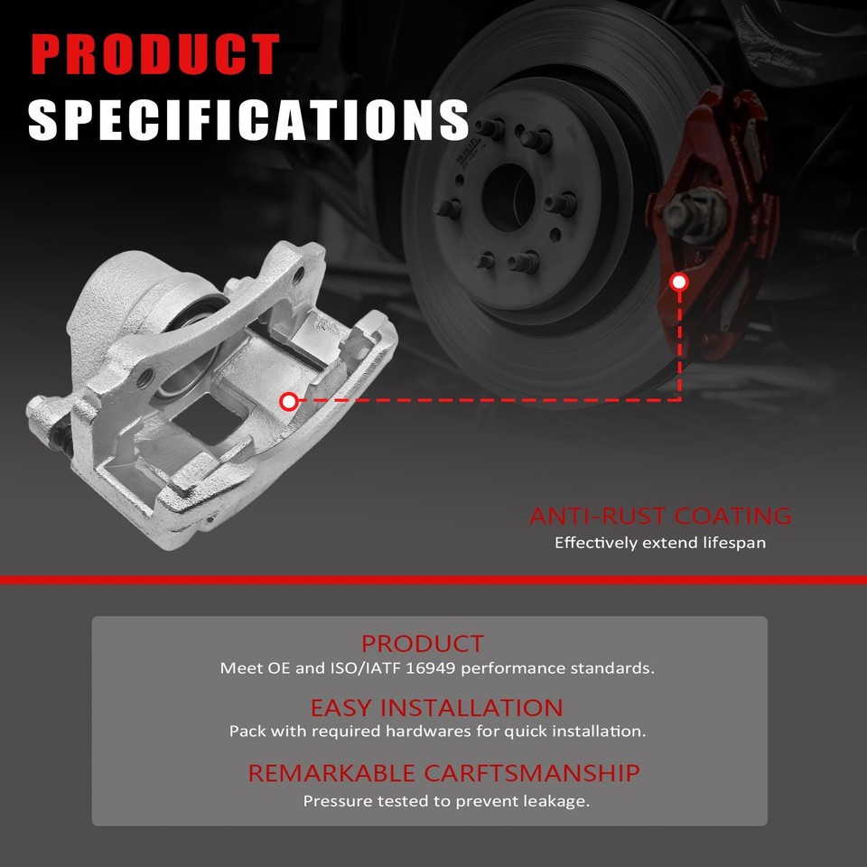 Rear Disc Brake Calipers w/Bracket for 2013-2017 Toyota Avalon Camry ...
