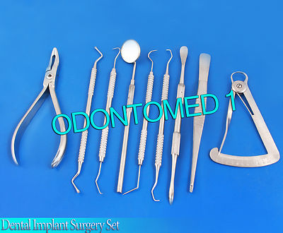 Dental Implant Surgery Set of 9 Surgical Instruments Basic Dentist Pick ...