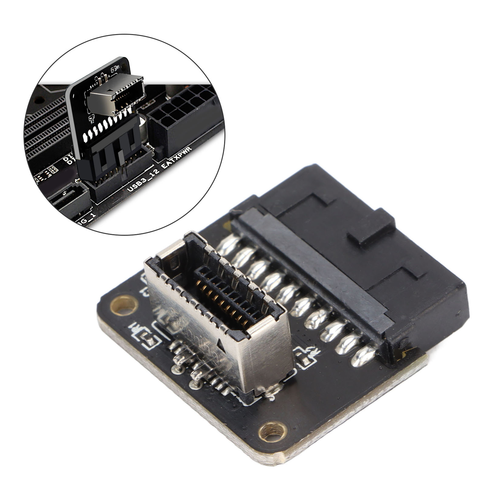 Computer Chassis Adapter USB3.0 19P/20P To Type‑E 90 ° Transfer Angle ...