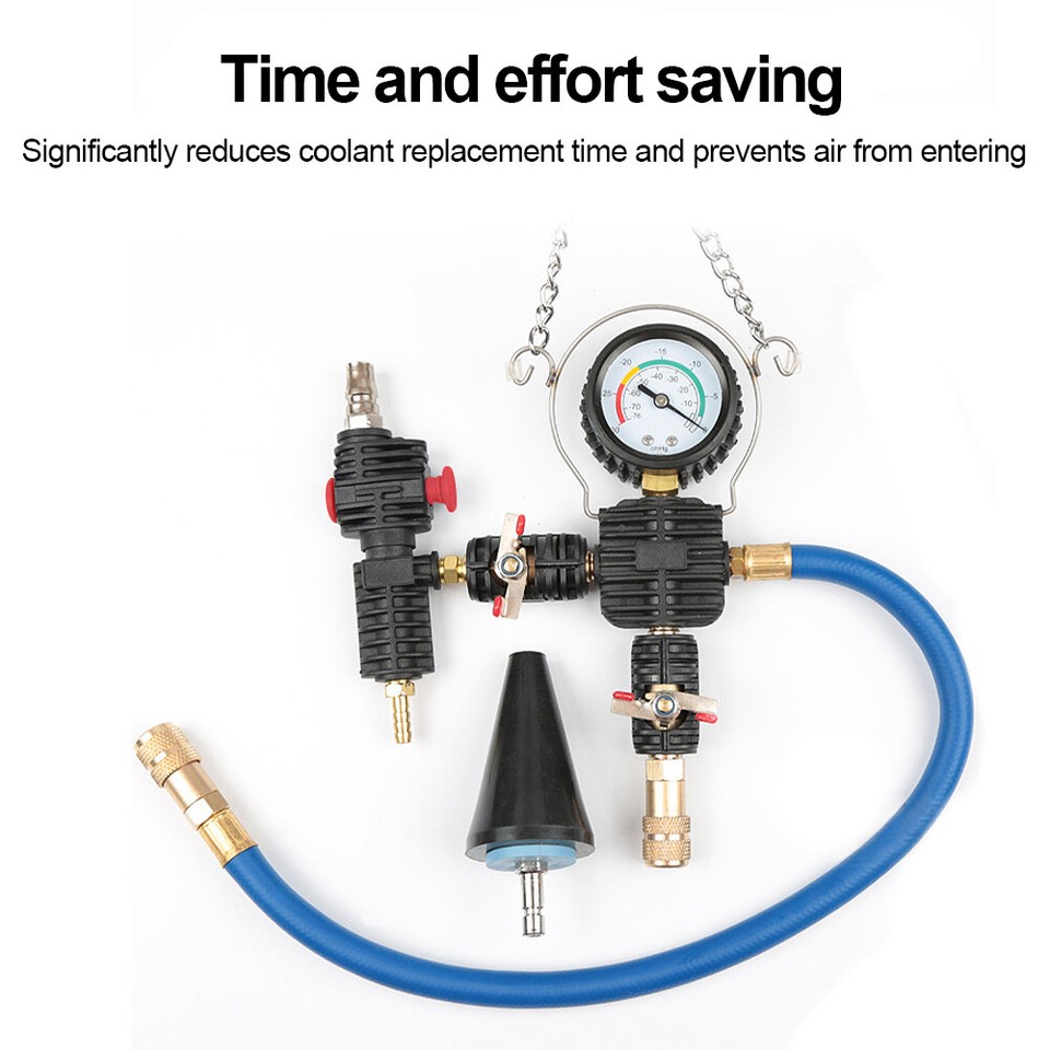 Radiator Cooling System Vacuum Purge Gauge Tool Coolant Refilling Kit ...