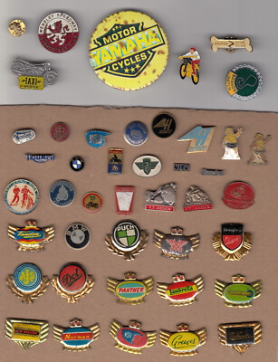 Vintage Motorcycle Logo pin badges BMW TT NSU Norton Jawa Vespa Triumph ...