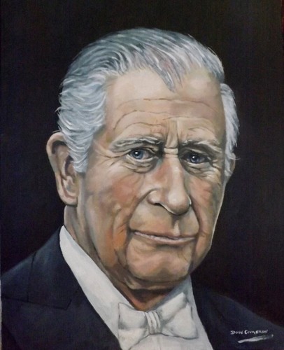 DON CAMERON ORIGINAL "King Charles III" Windsor Royal Family oil canvas ...