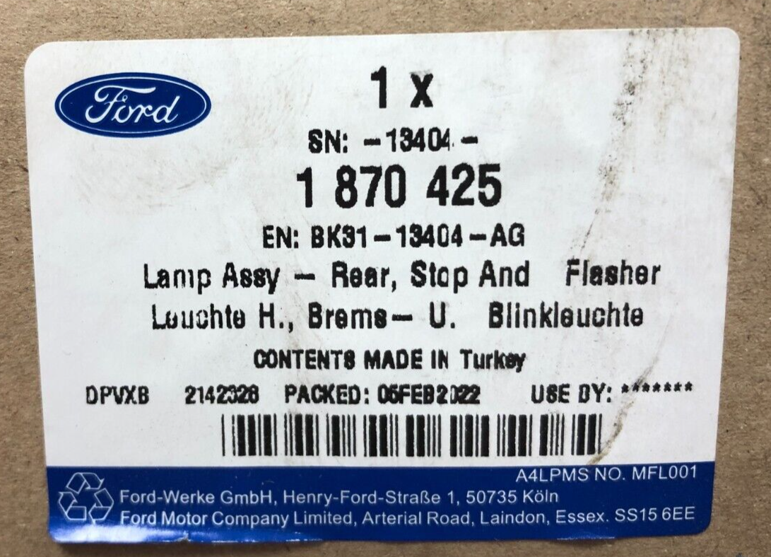 Ford 1870425 Right Rear Lamp for sale online | eBay
