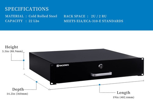 2U Rack Mount Drawer for 19 Inch AV/Network/DJ Equipment Racks or ...