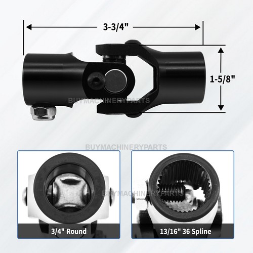 13/16-36 Spline X 3/4 Round Steering Shaft Universal U Joint Coupling 3 ...