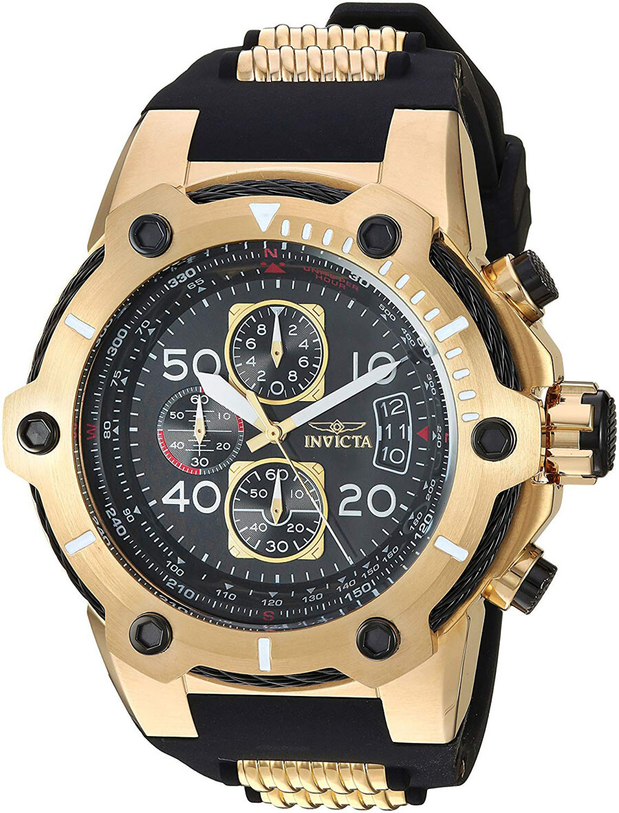 Invicta 25468 Bolt Black Dial Black Polyurethane Strap Chronograph Men ...