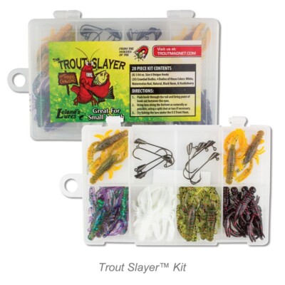 28 Pc Leland's Trout Slayer Kit Jig Lures & Plastic Craw Fishing Baits ...