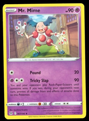 Pokemon MR. MIME 067/196 - Lost Origin - RARE - - MINT | eBay