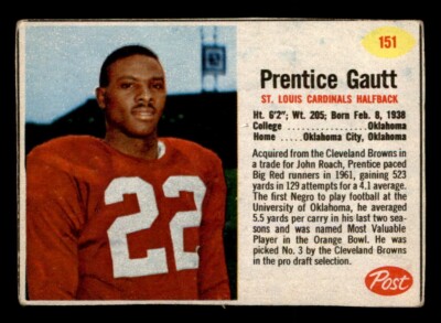1962 Post Football #151 Prentice Gautt VG | eBay