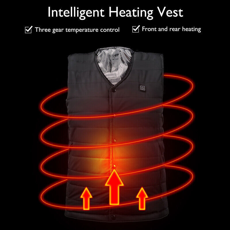 USB Electric Heated Vest Jacket Cloth Warm Up Heating Pad Body Warmer ...