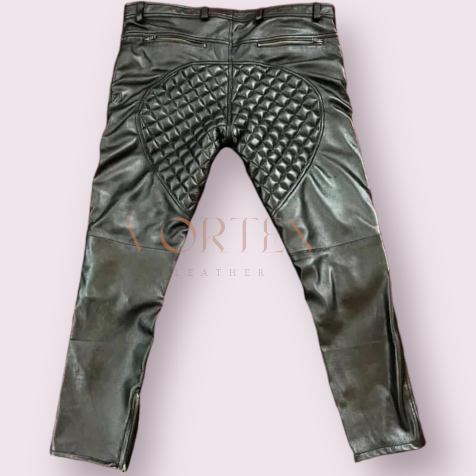 Men's Black Gay Leather Pant Four Paded Style Genuine Lambskin Leather Pant | eBay