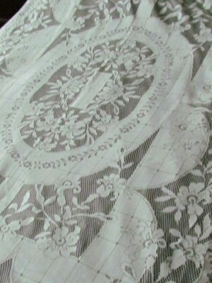 New Vintage 88x62" Scranton type lace Victorian style Floral Tablecloth ...