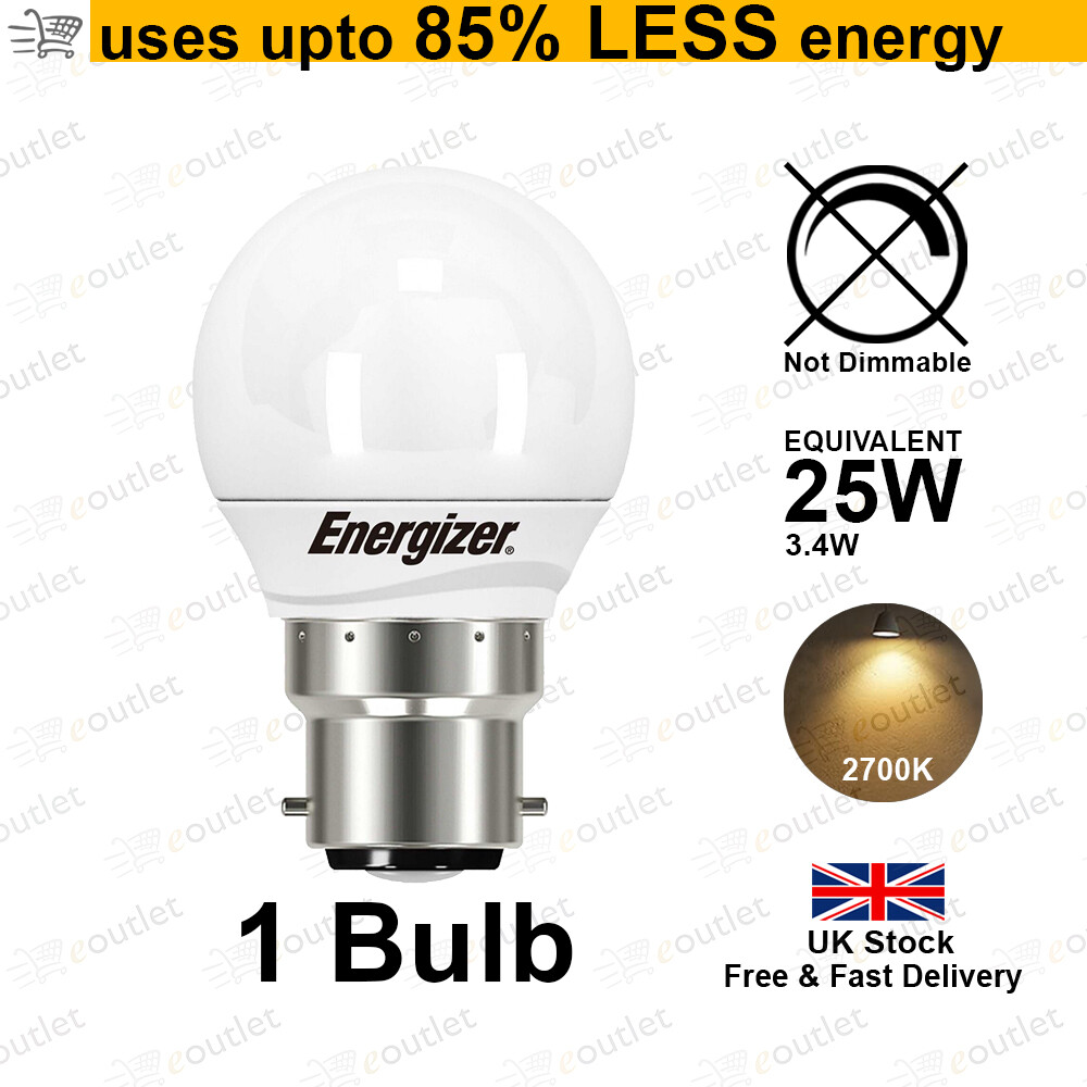 1-10Pk Energizer 3.5w = 25w LED Golf Bulbs Round B22 BC Non-Dim Globe ...