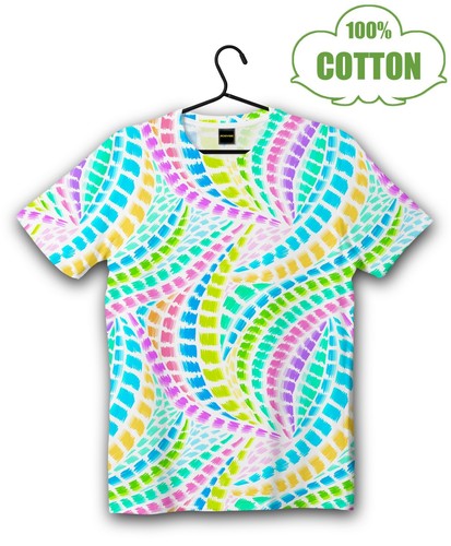 Colorful abstraction COTTON T-shirt fesival style tee Geometric rave ...