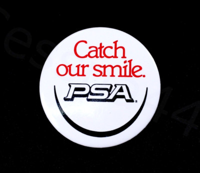 PSA Vintage Button Catch Our Smile Pacific Southwest Airlines ...