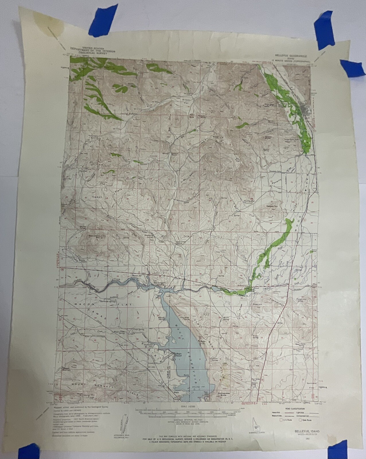 1957 US Geological Survey Bellevue Idaho Quadrangle Sheet Map ...