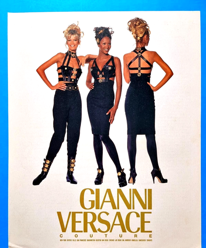 VERSACE Magazine Fashion Print AD Claudia Schiffer Naomi Karen Long ...