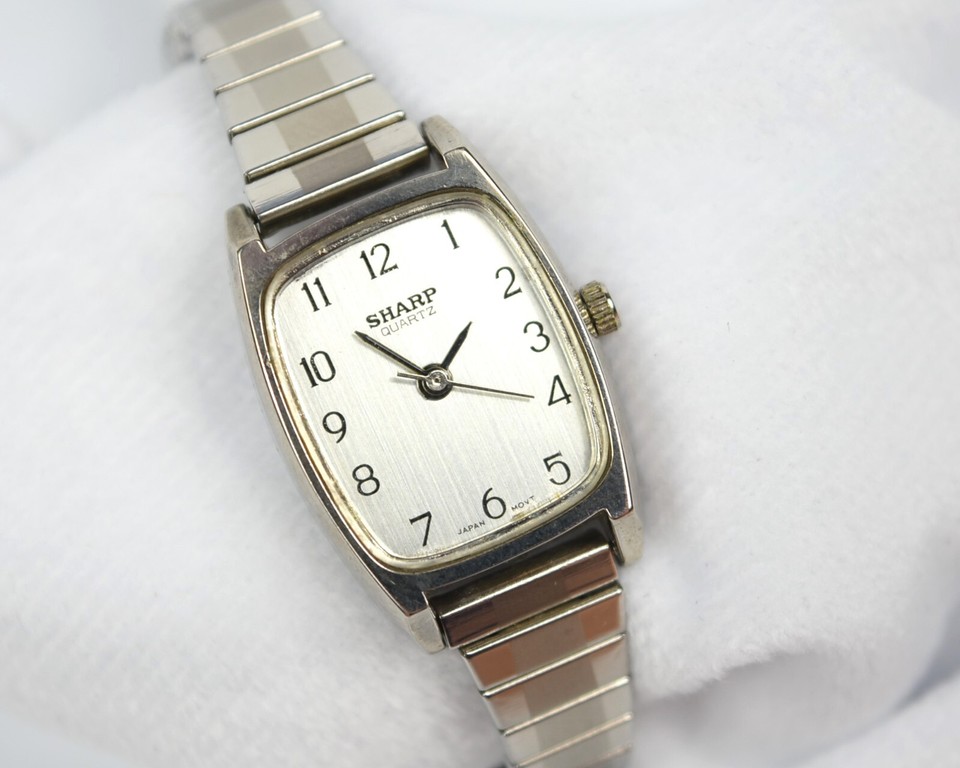 Ladie's Silver Tone Retro Sharp Watch Stainless Steel Stretch Band New ...