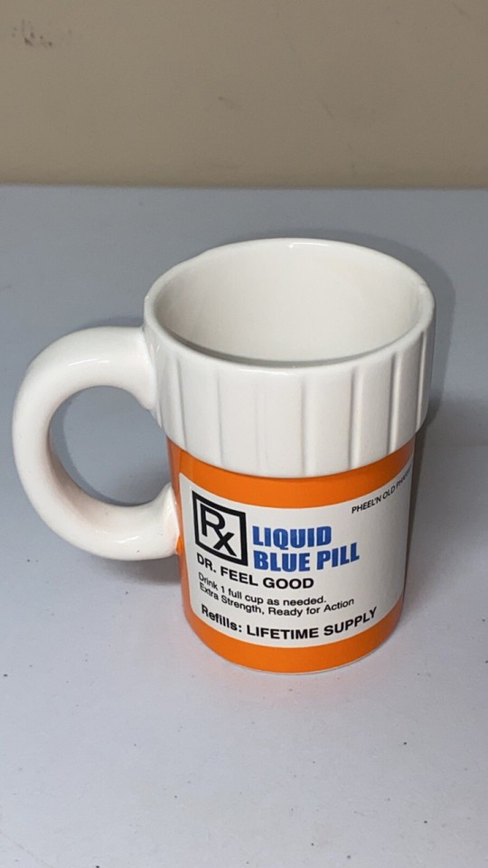 Liquid Blue Pill Prescription Bottle Coffee Mug Cup Birthday Gag Gift ...