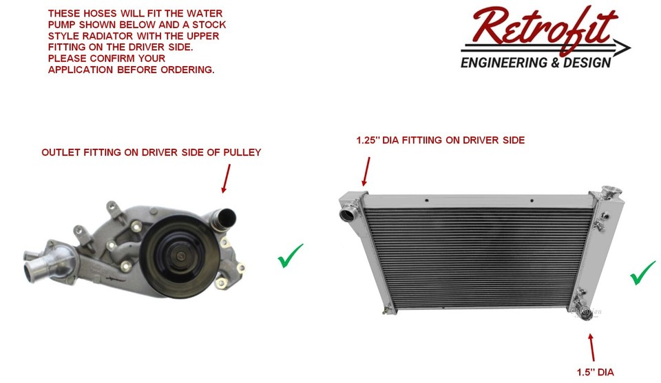 1967-72, 1973-87 Chevy C10 LS Swap Upper Radiator Hose [1004U] LSX, LS3 ...